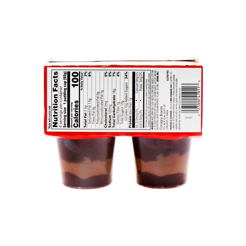 Pudding Hunts 4 Pack Chocolate y Vainilla Sin Azúcar 13 Oz