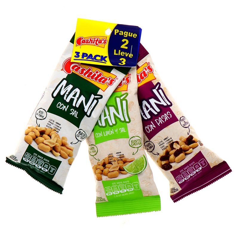 Mani Cashitas Surtido 3 Pack 55 Gr