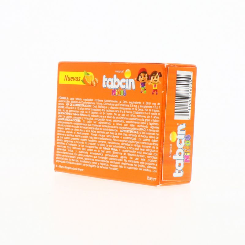 Tableta Tabcin Niños Antigr Masticable 12Un - La Colonia