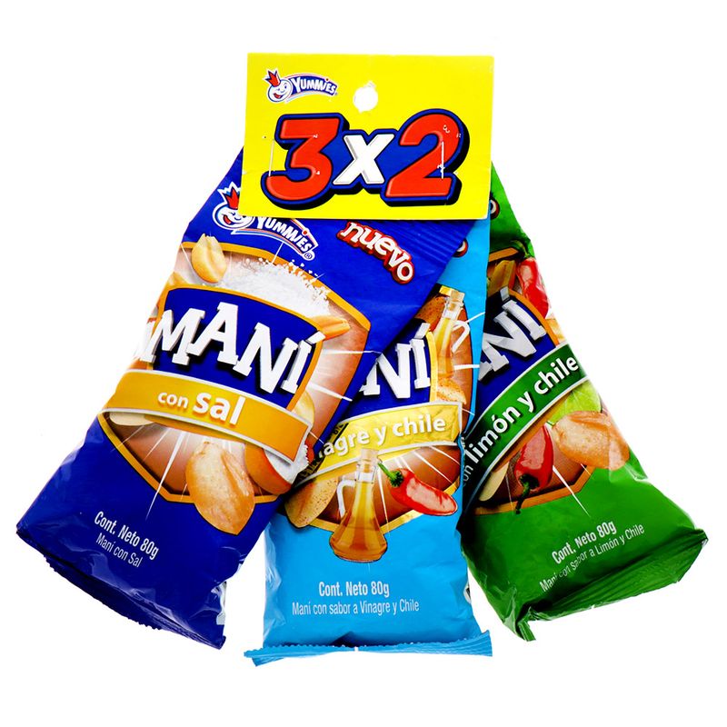 Mani yummies 3x2 80 gr - La Colonia