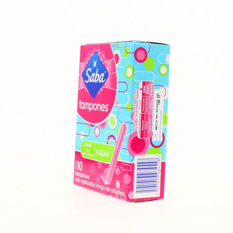 Tampones saba super largo plastico 10 un