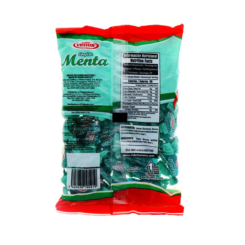 Confite Venus Menta Frescura Al Instante 100 Un/360 Gr - La Colonia