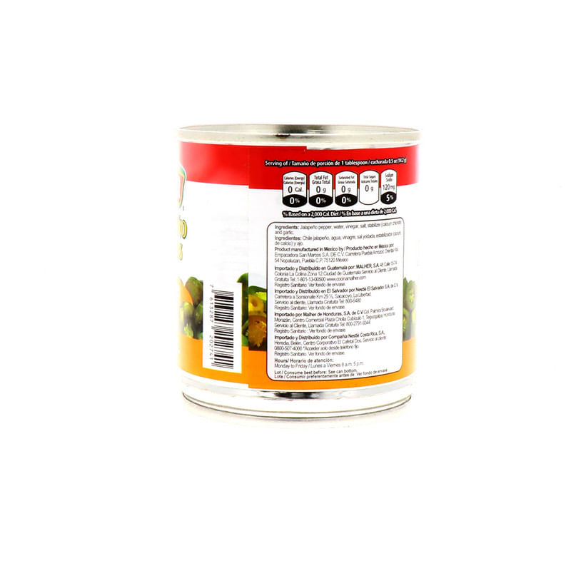 Chile Jalapeño Malher En Escabeche Rodajas 215 Gr