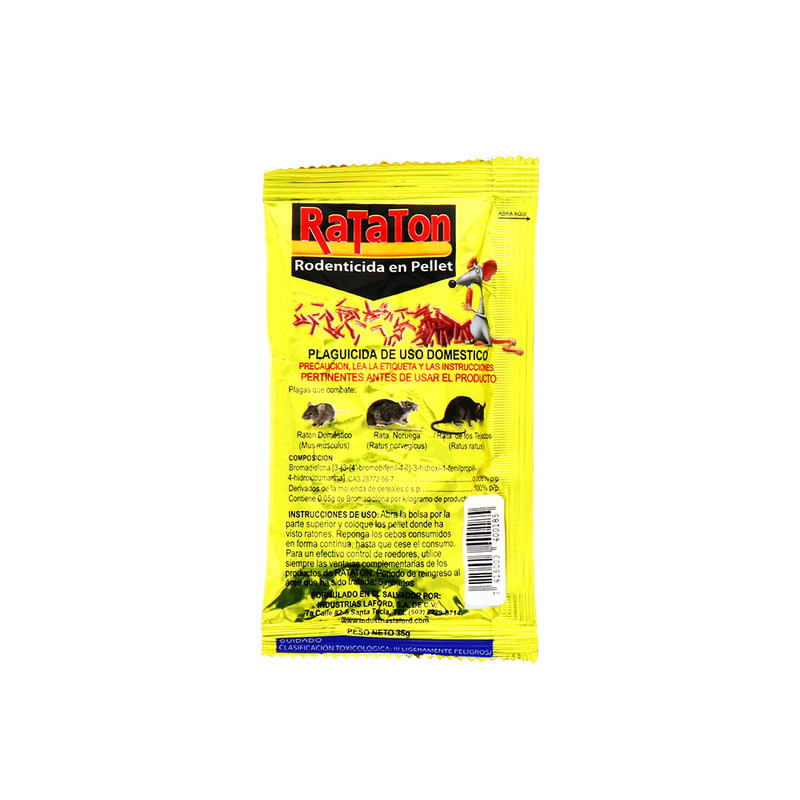 Plaguicida Rataton Rodenticida En Pellet 35 Gr