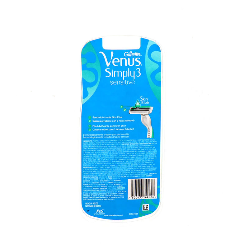 Maquina Para Afeitar Gillete Venus Simply3 Skin Elinxir 2 Un