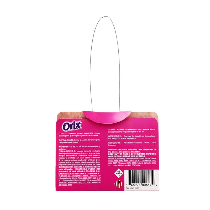 Pastilla Desodorizante Orix Para Baño Aroma Floral 50 Gr