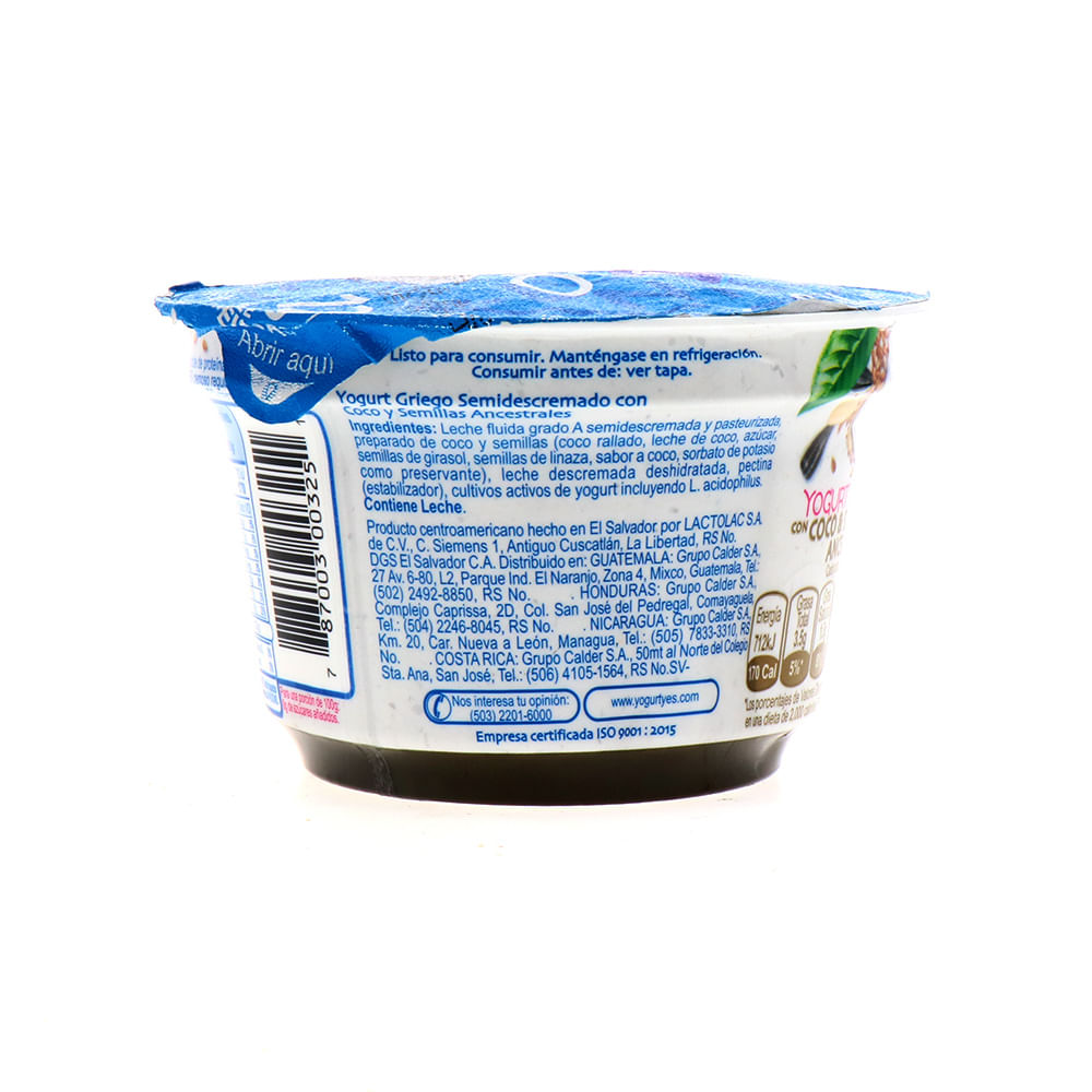 Yogurt Griego Yes Coco y Semillas Ancestrales 150 Gr