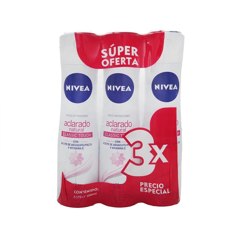 3Pack Desodorante Spray Nivea Aclarado Natural 150 Ml