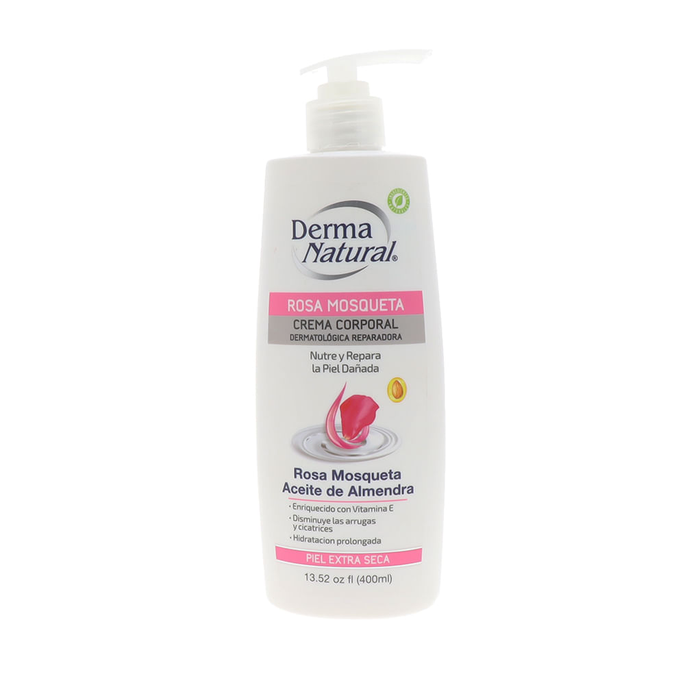 Crema Corporal Derma Natural Rosa Mosquera Aceite Almendra 400 Ml