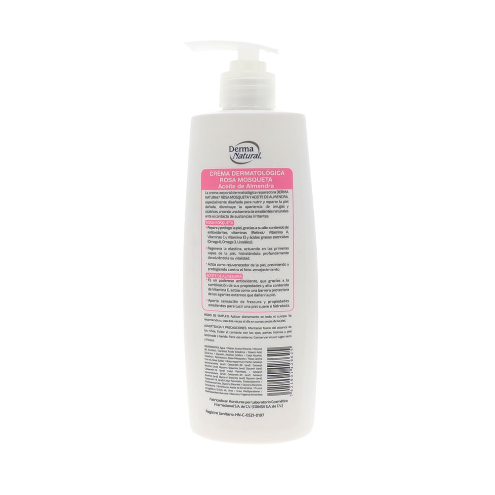 Crema Corporal Derma Natural Rosa Mosquera Aceite Almendra 400 Ml