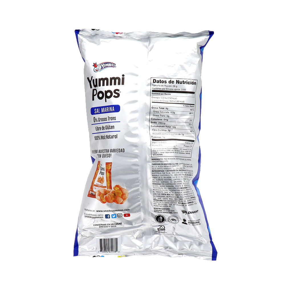 Palomitas De Maiz Yummies Yummi Pops Sal Marina 110 Gr