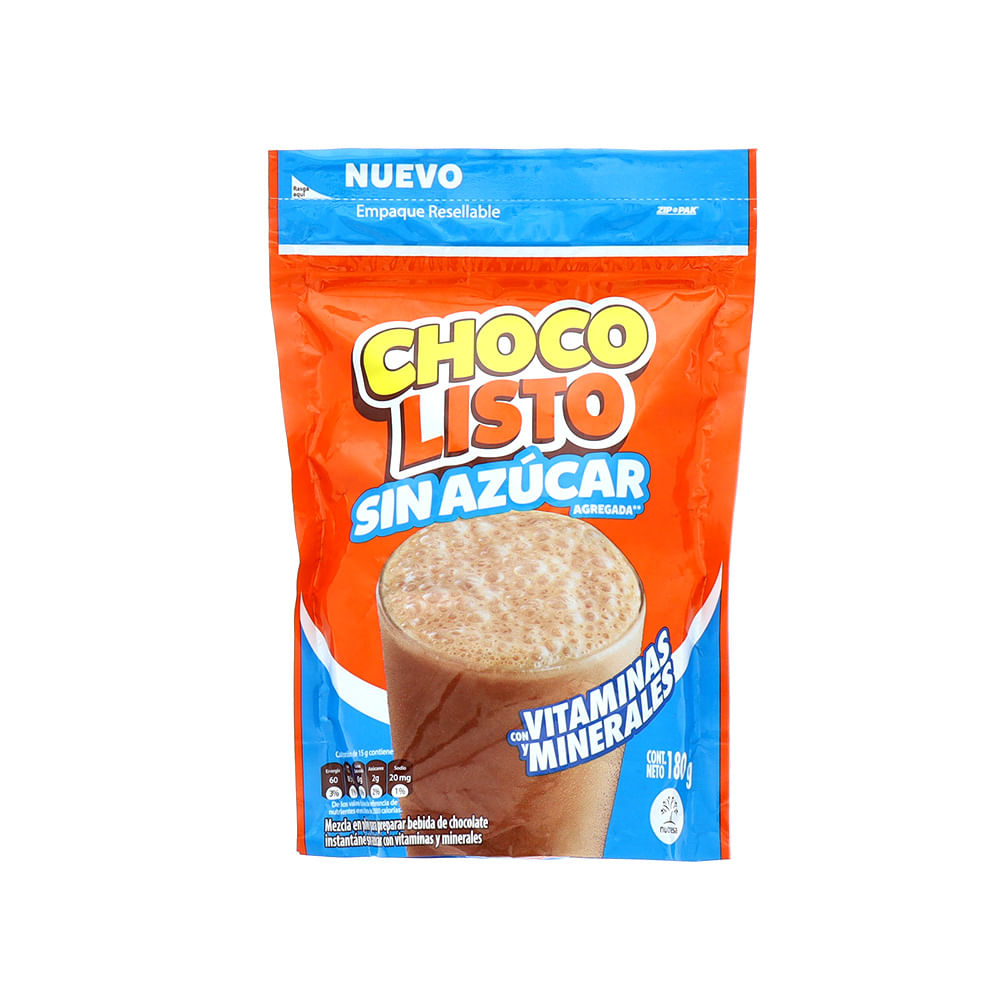 Bebida En Polvo Chocolisto Sin Azúcar 180 Gr