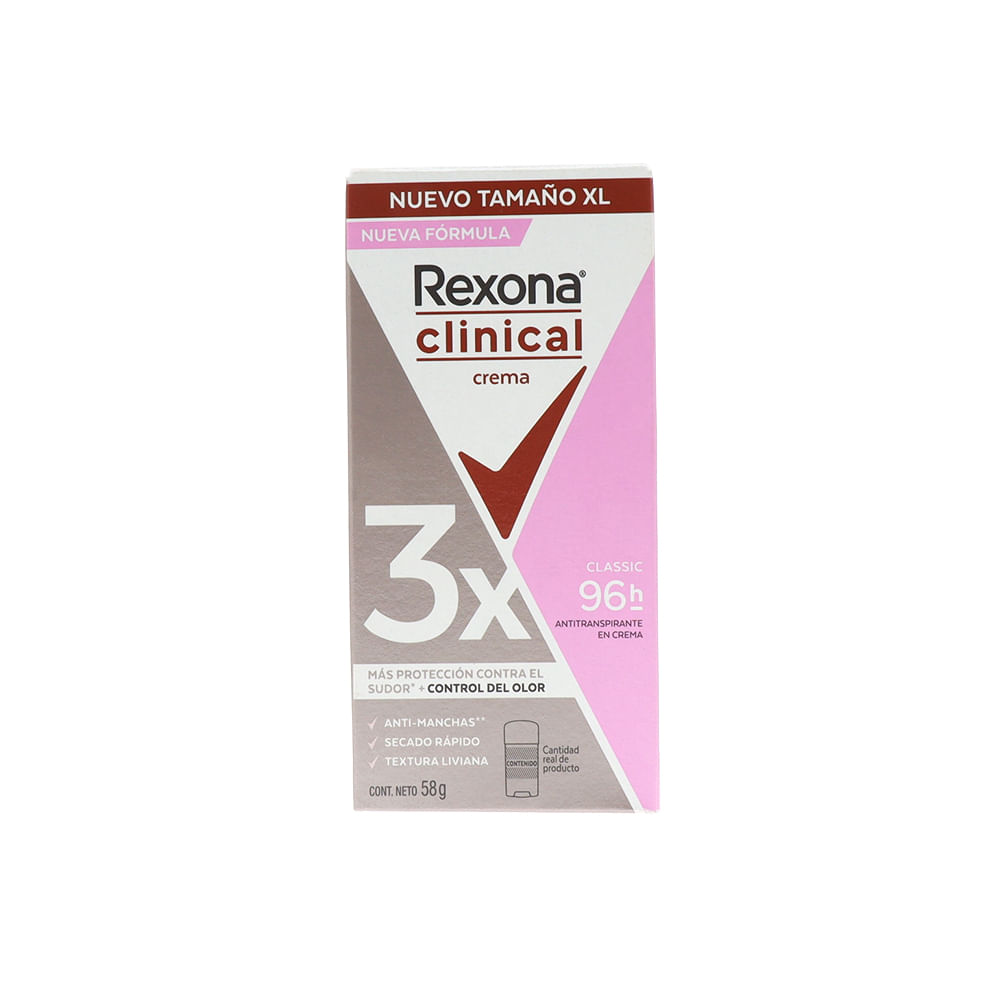 Desodorante Crema Rexona Clinical 3X Classic 58 Gr