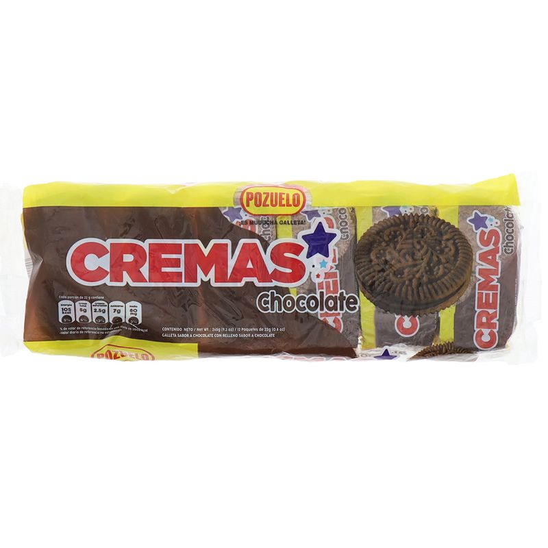 Galleta Pozuelo Cremas Sabor Chocolate 265 Gr