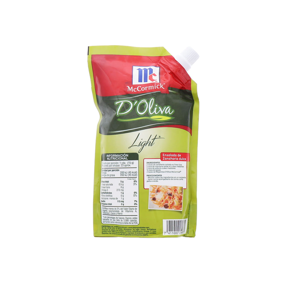 Mayonesa Mccormick D Oliva Light 350 Gr