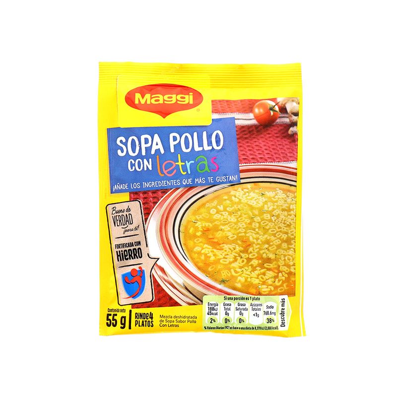 Sopa maggi de pollo con letras 57 gr
