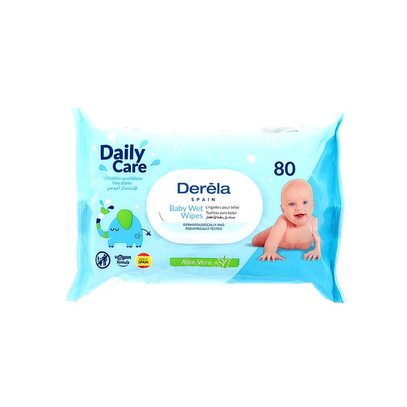 Toalla Húmeda Derela Para Bebé Aloe Vera 80 Un