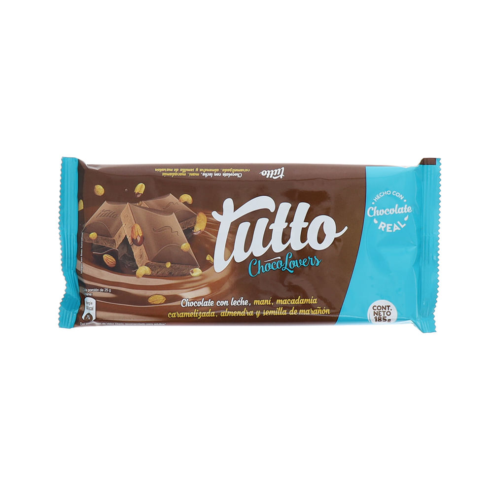 Chocolate Tutto Lovers Con Leche 185 Gr