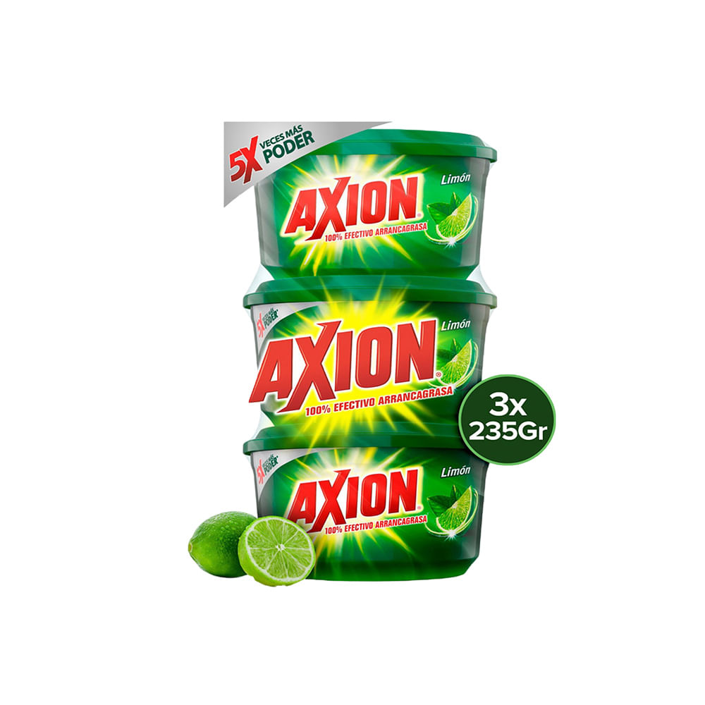 Lavaplatos Axion Limón Pasta 235 g 3 Pack