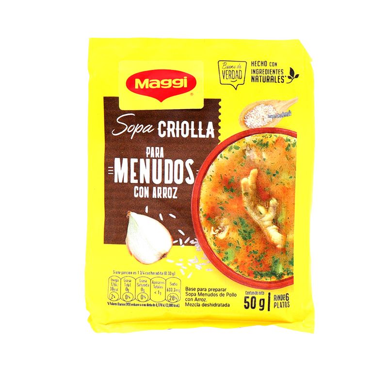 Sopa Criolla Maggi Para Menudos Con Arroz 50 Gr