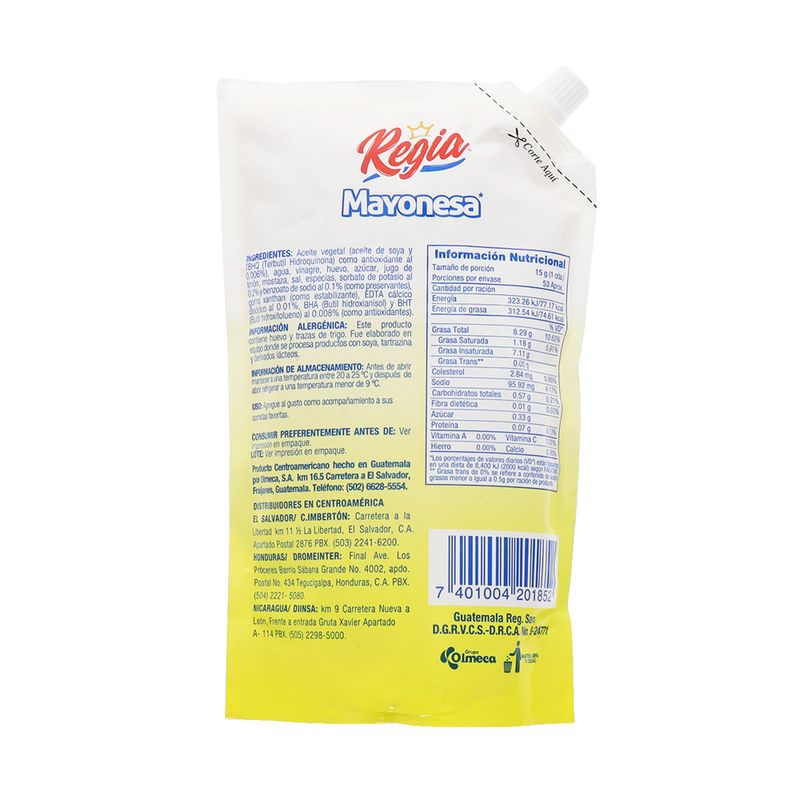 Mayonesa Regia Doypack 800 Gr